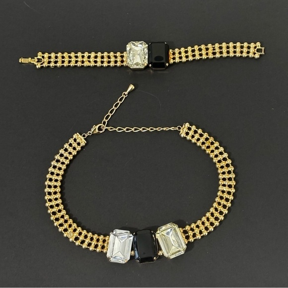 Jewelry | Vintage Jewelry Set With Large Rhinestones And Gold | Poshmark